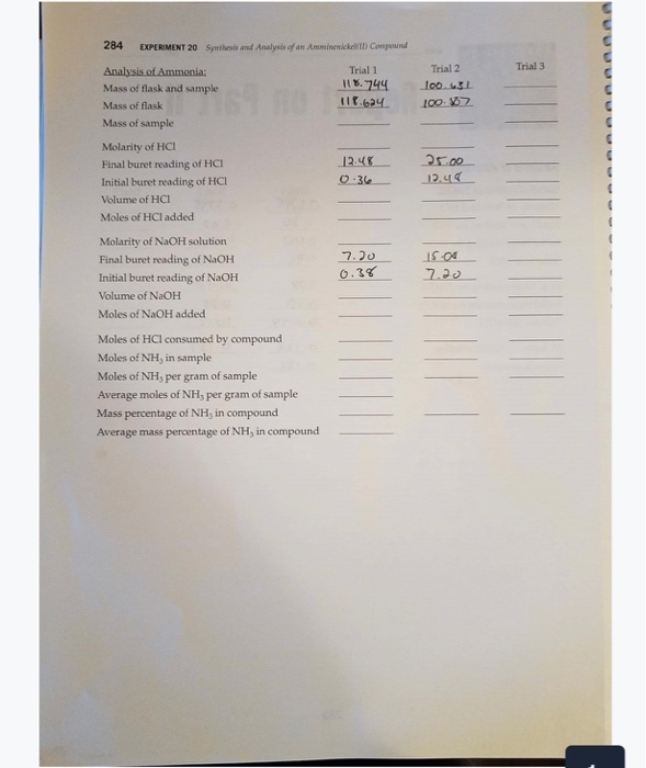 Solved EXERCISE 20 NAME LAB SECTION DATE Report on Part ! | Chegg.com