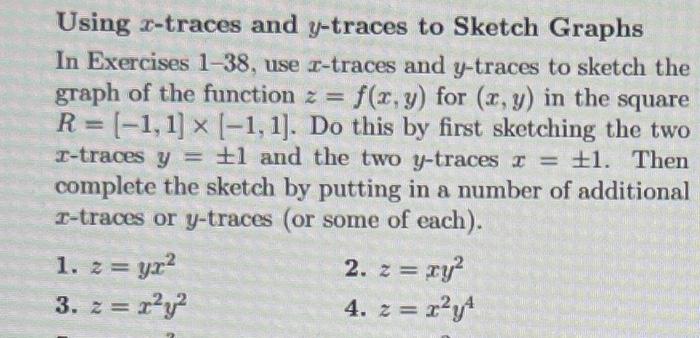 Solved Using x-traces and y-traces to Sketch Graphs In | Chegg.com