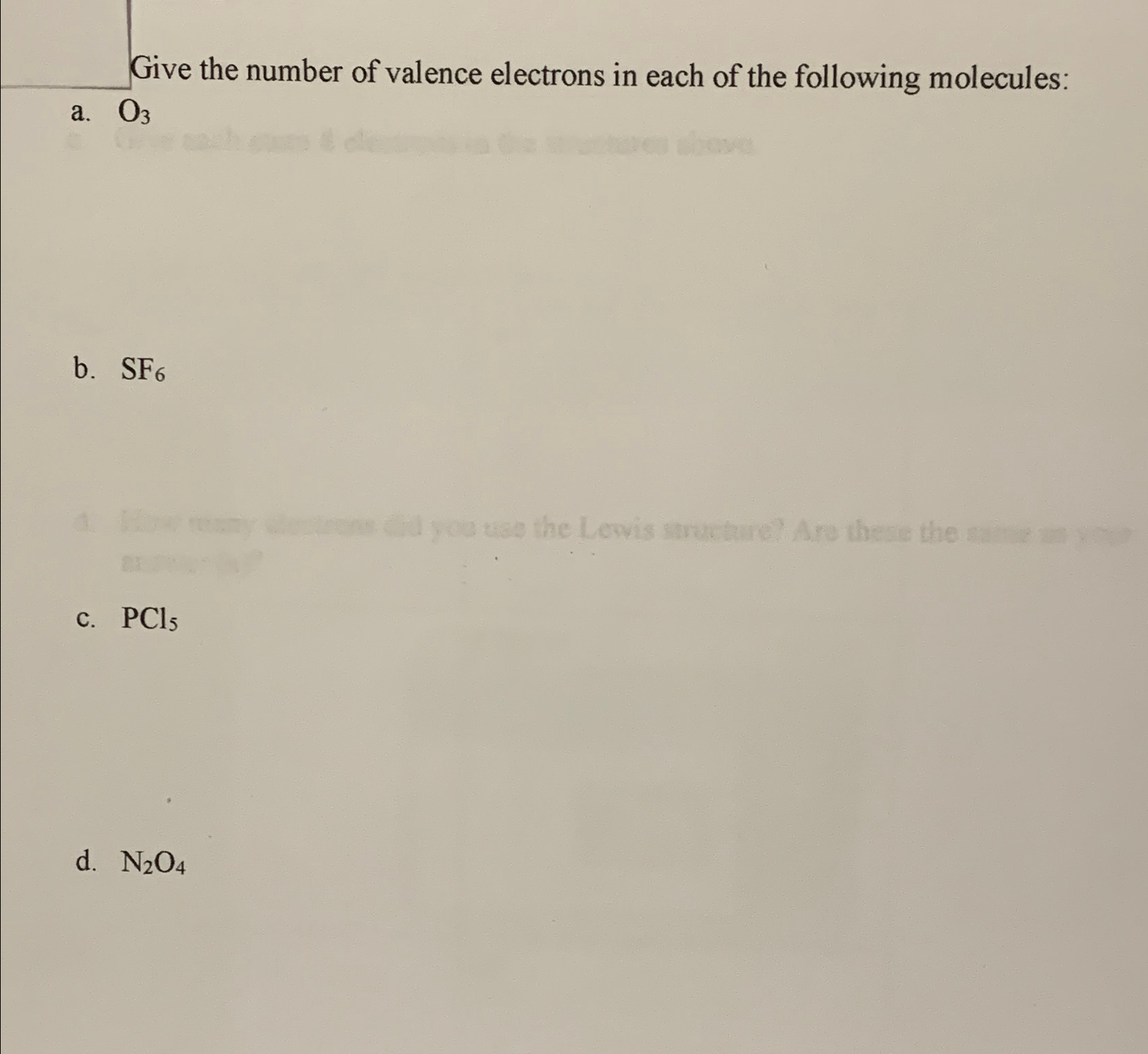 Solved Give the number of valence electrons in each of the | Chegg.com