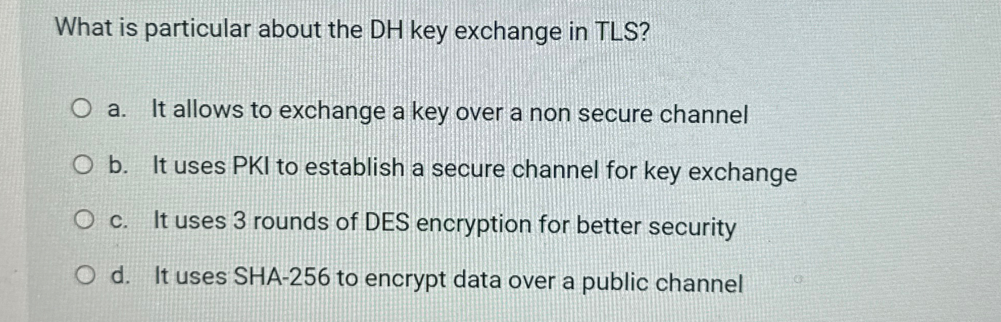 Solved What is particular about the DH key exchange in | Chegg.com