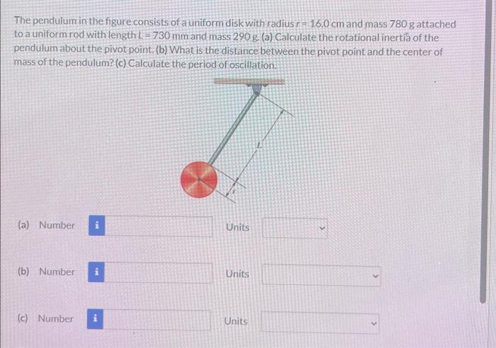 Solved The pendulum in the figure consists of a uniform disk | Chegg.com