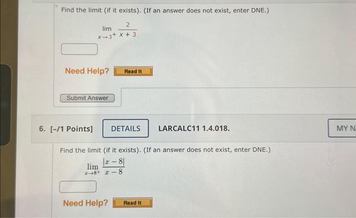 Solved Find the limit (if it exists). (If an answer does not | Chegg.com