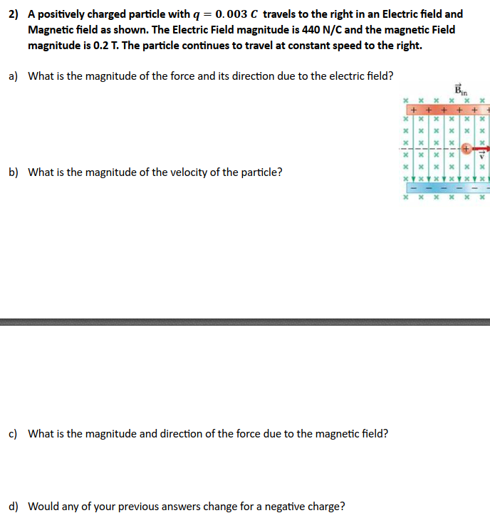 Solved A positively charged particle with q=0.003C ﻿travels | Chegg.com