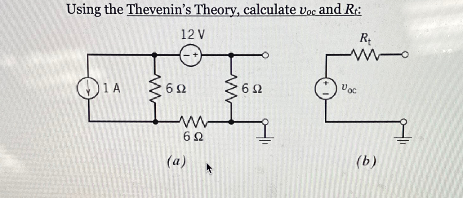 Solved Using the Thevenin's Theory, calculate voc ﻿and Rt | Chegg.com