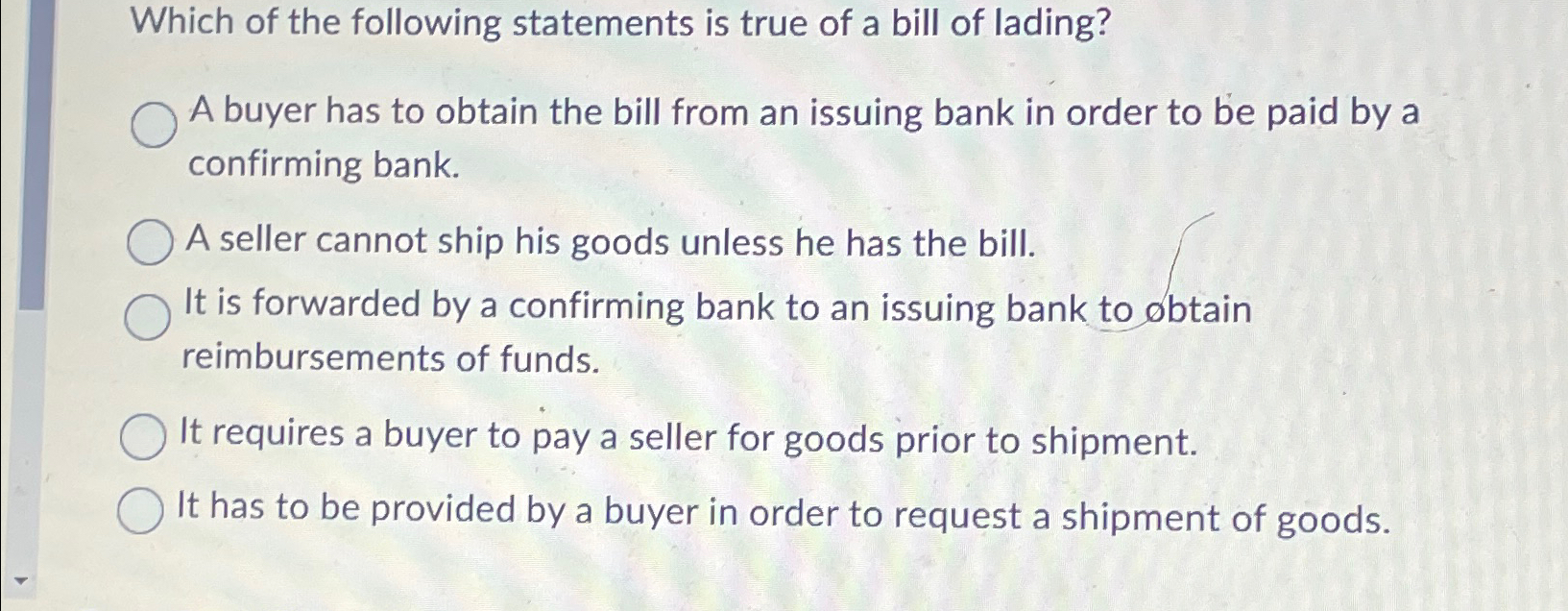 Solved Which of the following statements is true of a bill | Chegg.com