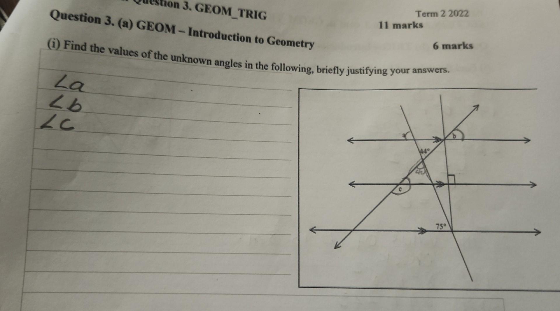 Solved x(i) Find the values of the unknown angles in the | Chegg.com