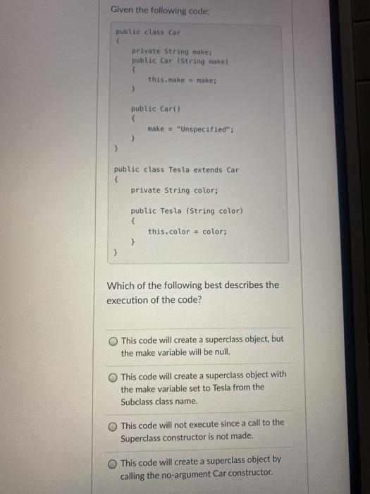 Solved AS Given the following code: public class Animate | Chegg.com