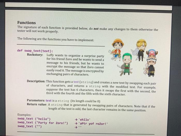 Solved Functions The signature of each function is provided | Chegg.com
