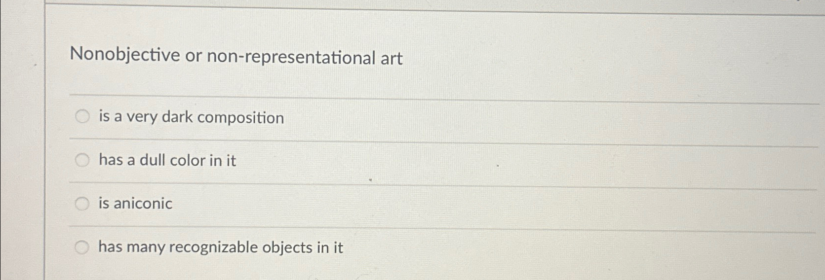 Solved Nonobjective or non-representational artis a very | Chegg.com