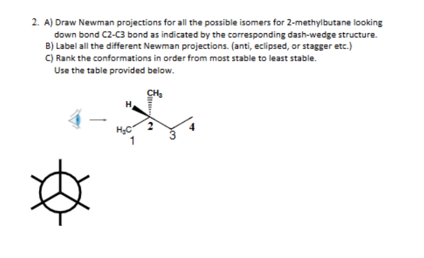 Solved 2. ﻿A) ﻿Draw Newman projections for all the possible | Chegg.com