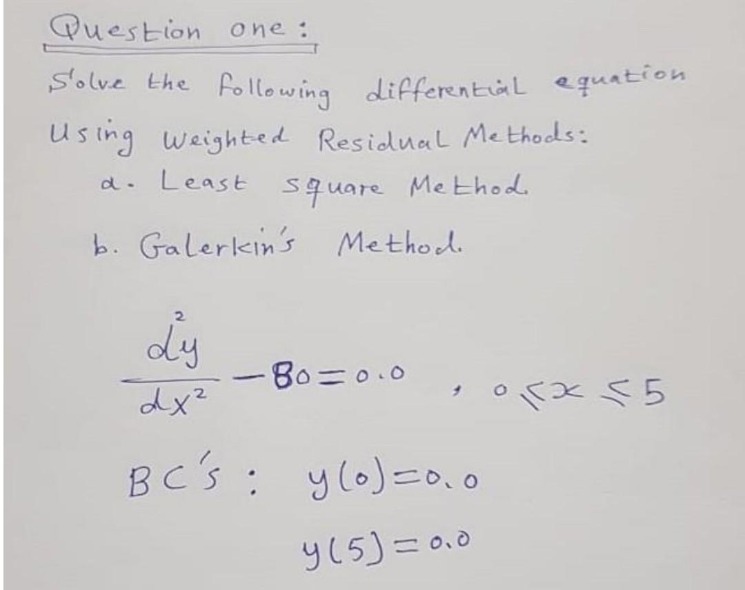 Solved Question one: Solve the following differential | Chegg.com