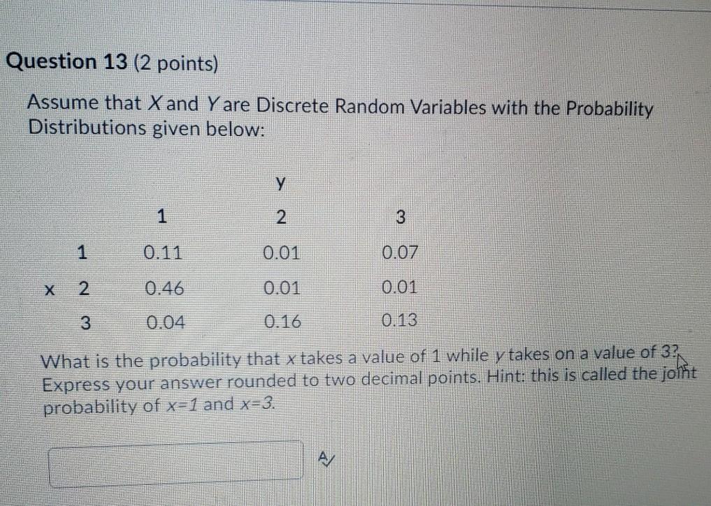 Solved Question 13 (2 points) Assume that X and Yare | Chegg.com