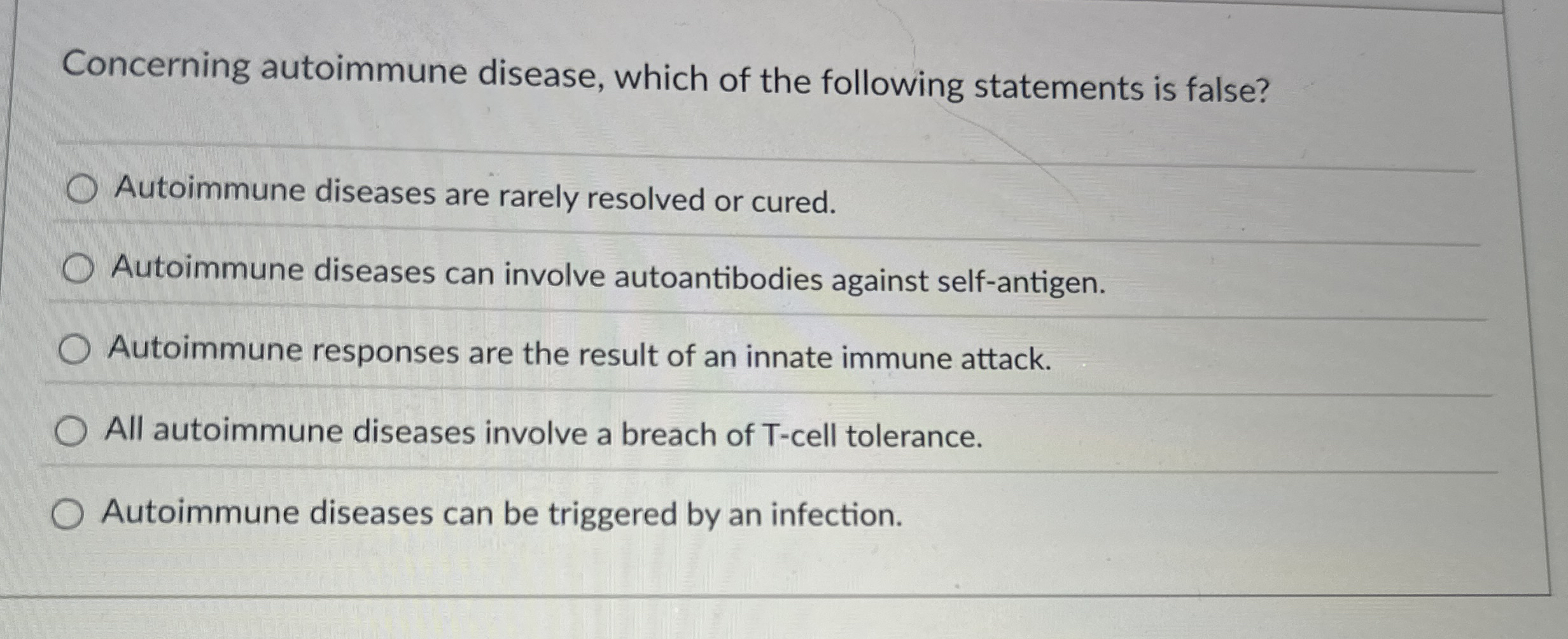 Solved Concerning autoimmune disease, which of the following | Chegg.com