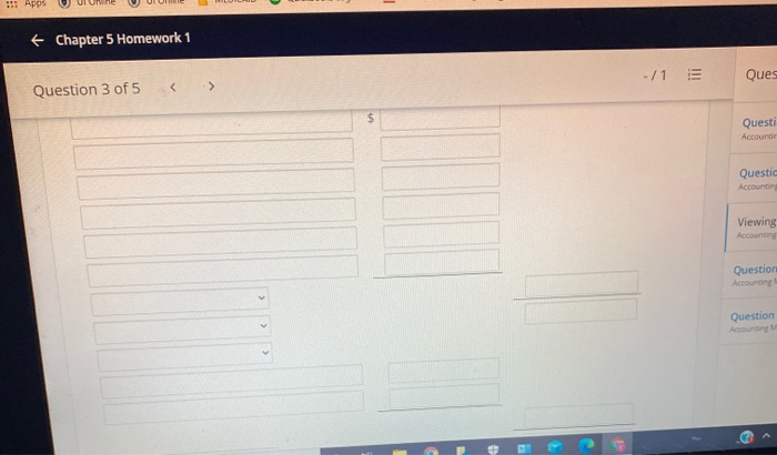 Solved + Chapter 5 Homework 1 -11 TII Qu Question 3 of 5 | Chegg.com
