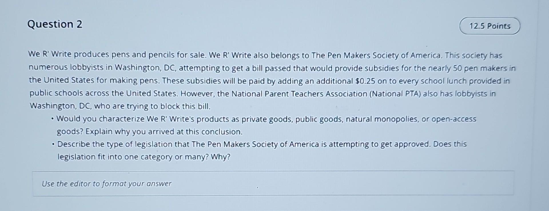 Solved We R' Write produces pens and pencils for sale. We R' | Chegg.com