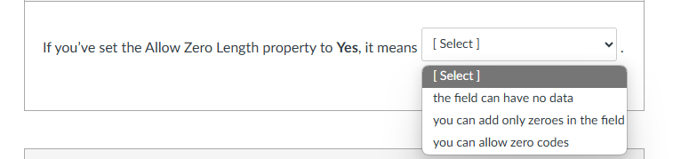 Solved If you've set the Allow Zero Length property to Yes, | Chegg.com