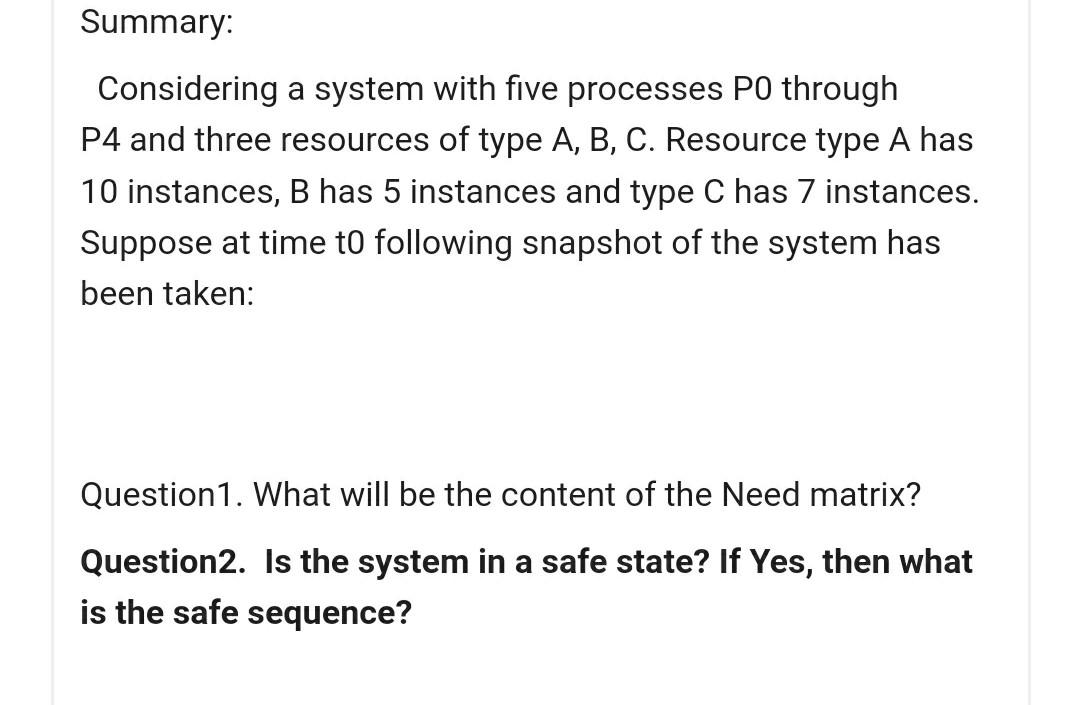 Solved Considering a system with five processes P0 through | Chegg.com