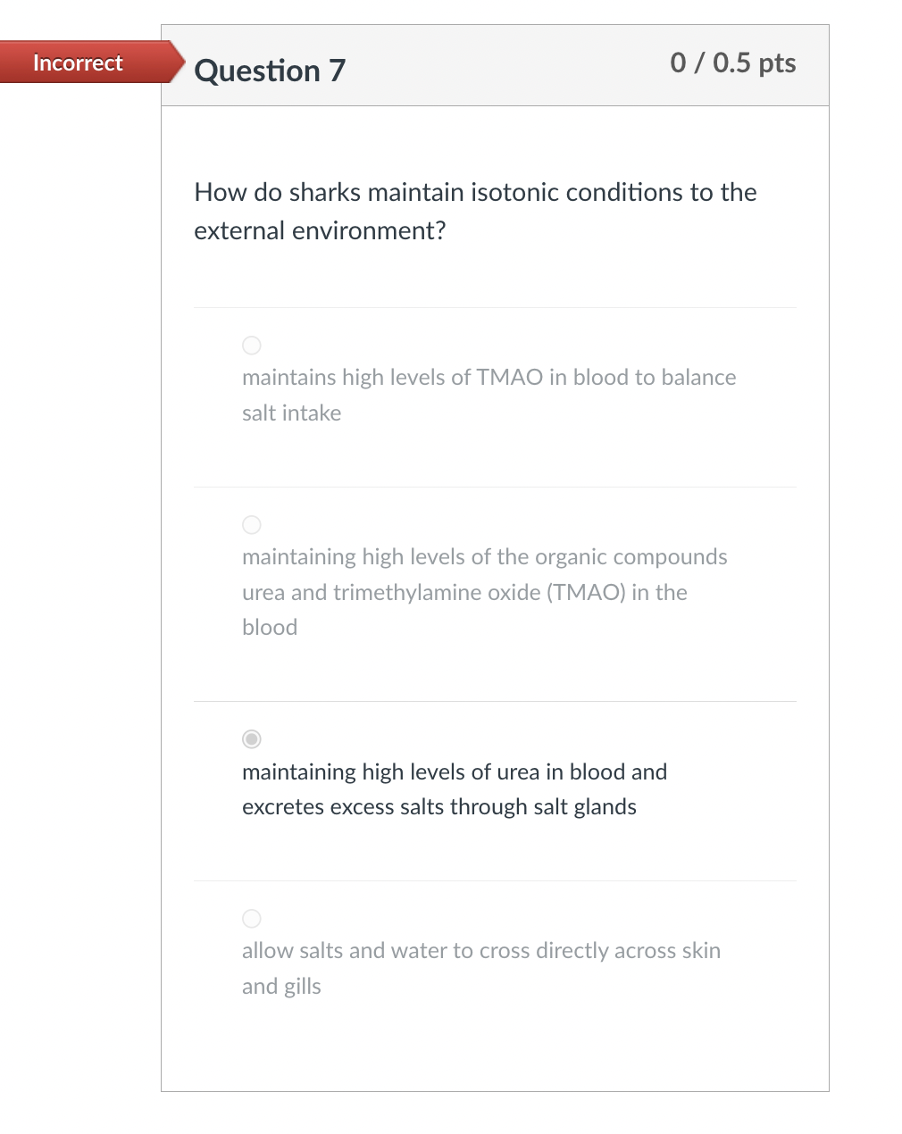 Solved How Do Sharks Maintain Isotonic Conditions To