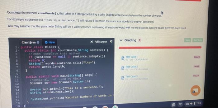 Solved Complete The Method Countwords That Takes In A