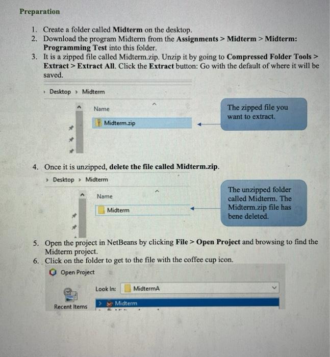 Solved Preparation 1. Create a folder called Midterm on the | Chegg.com