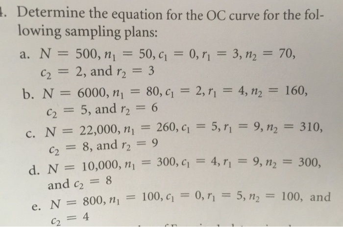 Solved 1. Determine the equation for the OC curve for the | Chegg.com