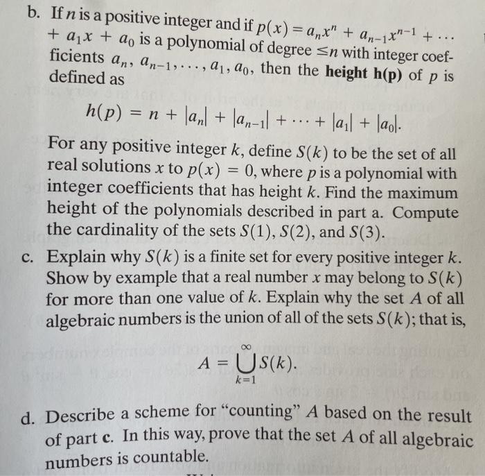 Solved 2. Countability of algebraic numbers. The following | Chegg.com