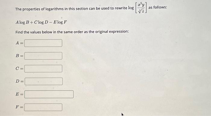 Solved The properties of logarithms in this section can be | Chegg.com