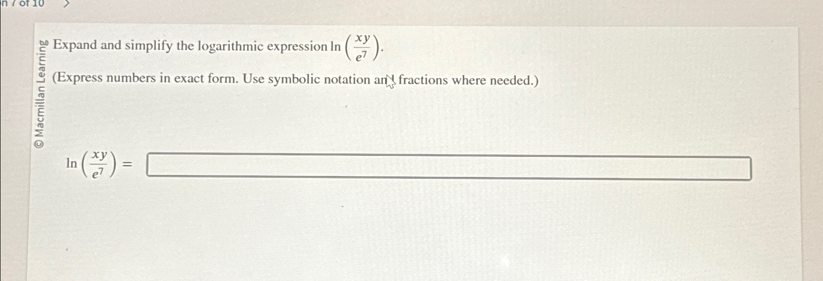Solved Expand and simplify the logarithmic expression | Chegg.com