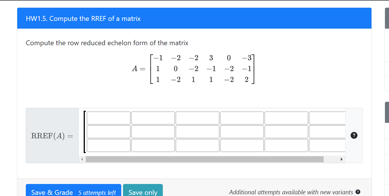 Solved Compute the row reduced echelon form of the | Chegg.com