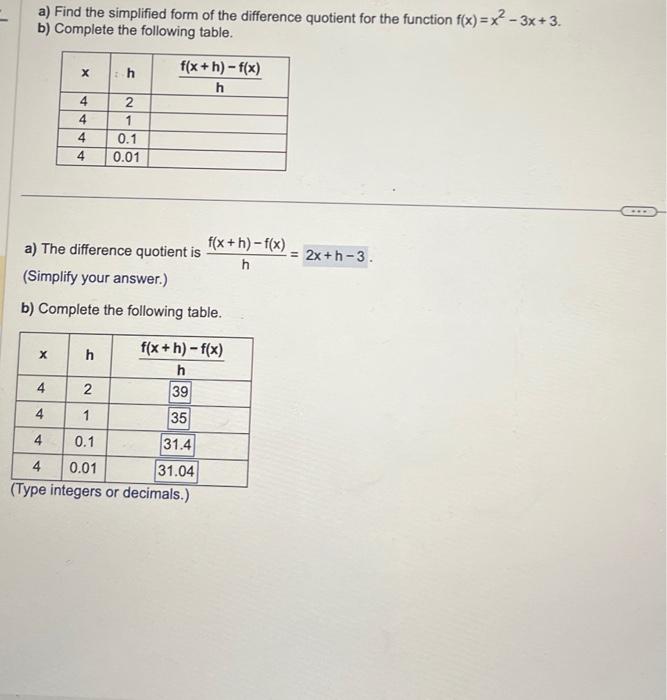 Solved a) Find the simplified form of the difference | Chegg.com