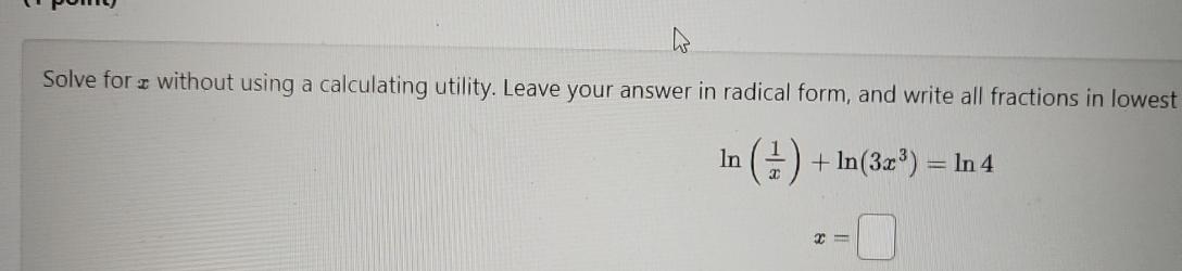 Solved Solve for x ﻿without using a calculating utility. | Chegg.com