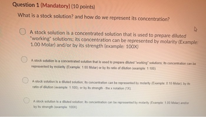 Solved Question 1 (Mandatory) (10 points) What is a stock | Chegg.com