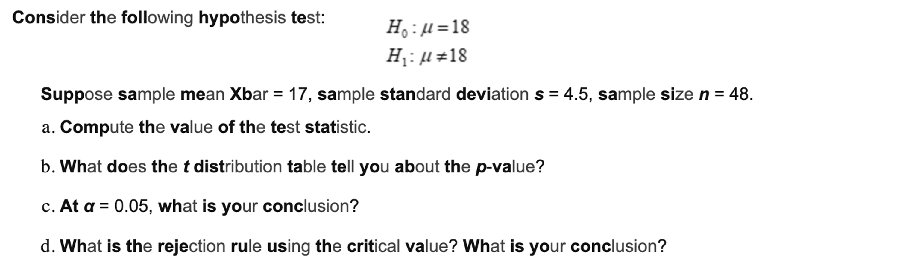 Solved Consider the following hypothesis | Chegg.com