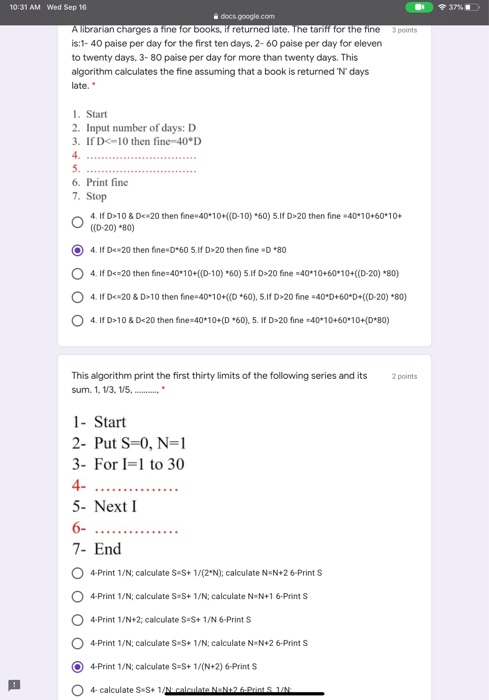 Solved 10:31 AM Wed Sep 16 docs.google.com A librarian | Chegg.com
