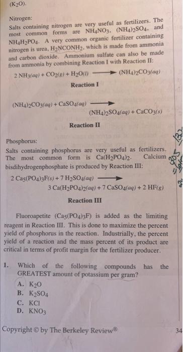3. If 10.0 grams of (NH4)2CO3 are used in Reaction II | Chegg.com