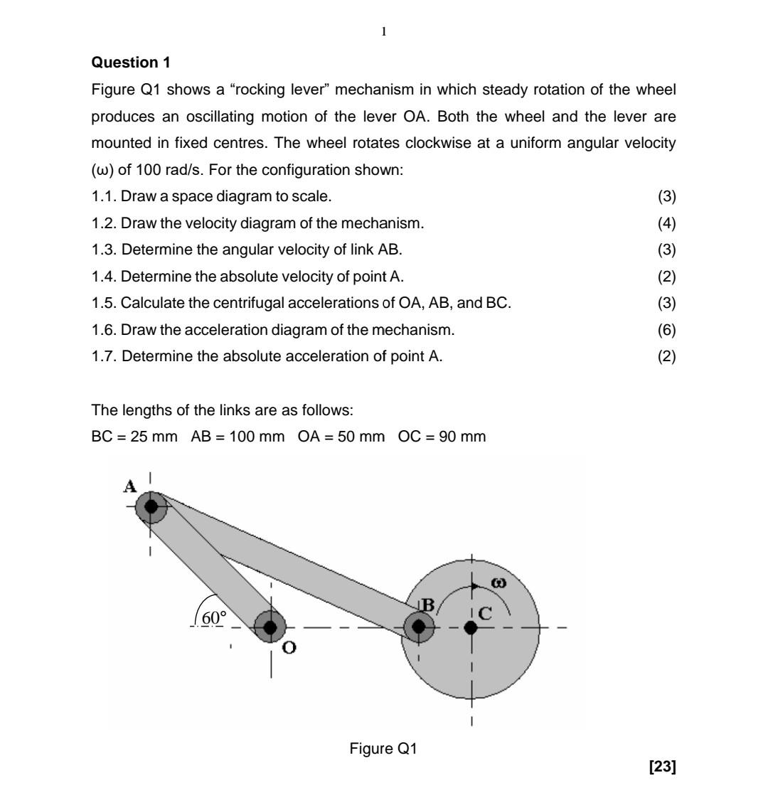 Solved 1 Question 1 Figure Q1 shows a "rocking lever” | Chegg.com