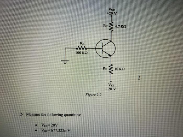 Solved Vec +20 V Rc 4.7 ΚΩ RB W 100 KO2 RE 10 K2 I VER 20 V | Chegg.com