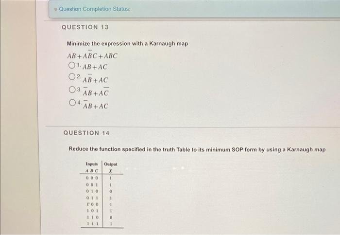Solved Minimize the expression with a Karnaugh map | Chegg.com