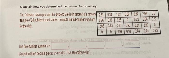 Solved 4. Explain how you determined the five-number summary | Chegg.com