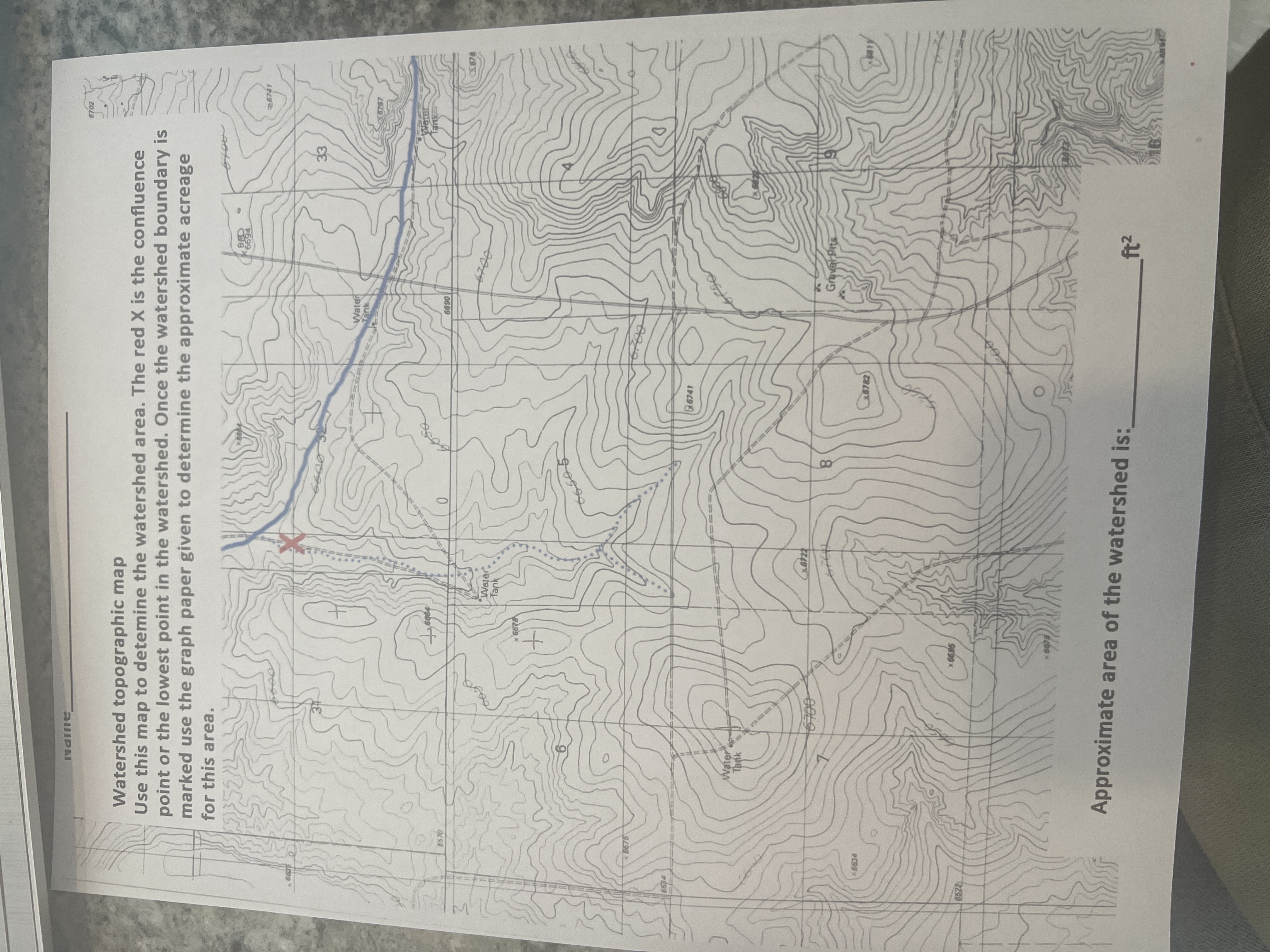Watershed topographic mapUse this map to detemine the | Chegg.com