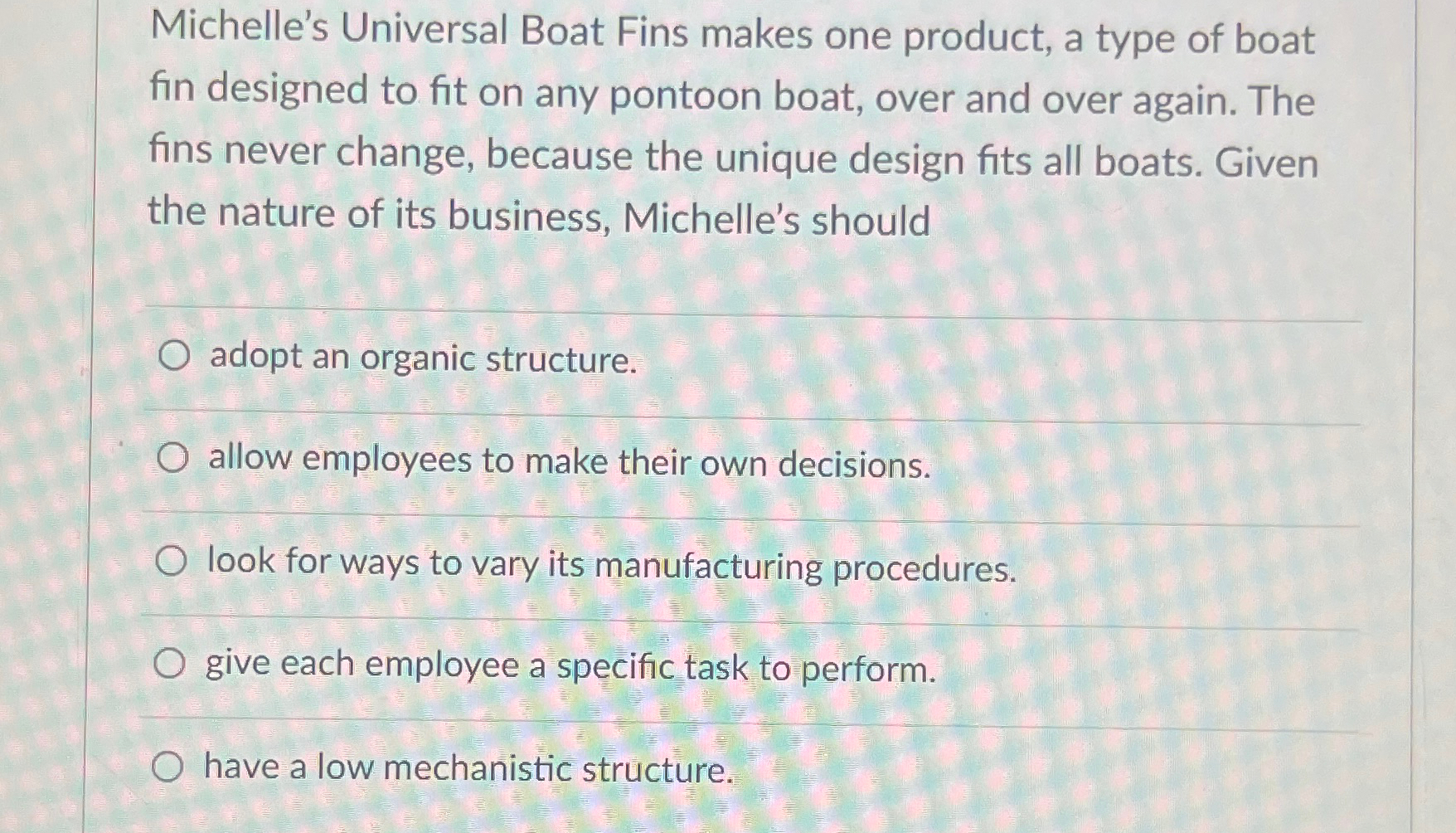 Solved Michelle's Universal Boat Fins makes one product, a | Chegg.com