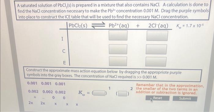 Solved A saturated solution of PbCl2( s) is prepared in a | Chegg.com