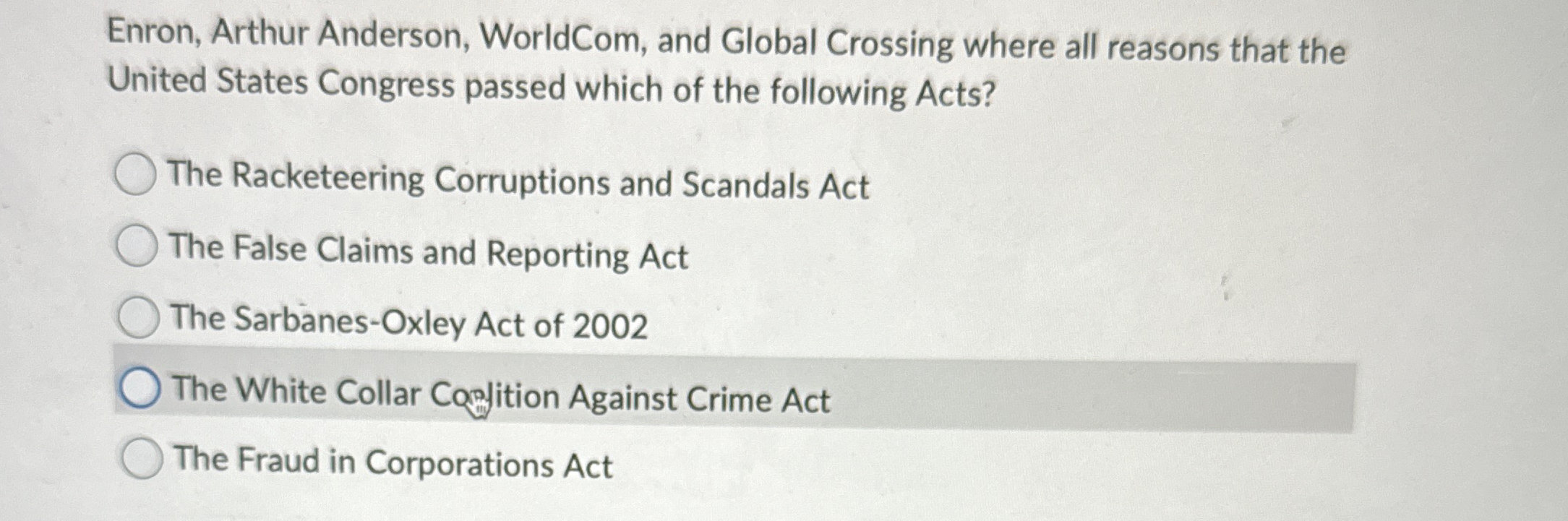 Solved Enron, Arthur Anderson, WorldCom, and Global Crossing | Chegg.com