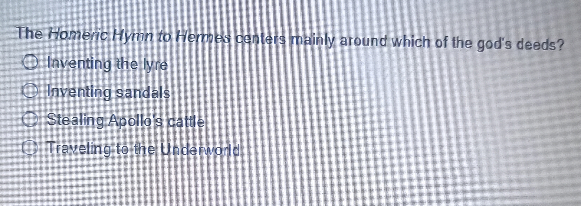 Solved The Homeric Hymn to Hermes centers mainly around | Chegg.com