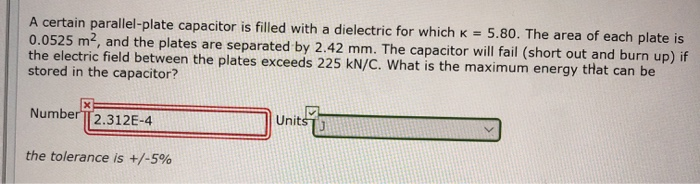 Solved A certain parallel-plate capacitor is filled with a | Chegg.com