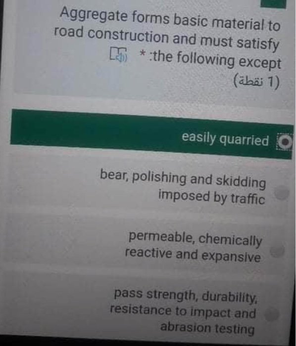 Solved Aggregate forms basic material to road construction | Chegg.com