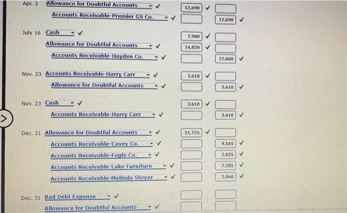 Solved account Allowance method entries The following | Chegg.com