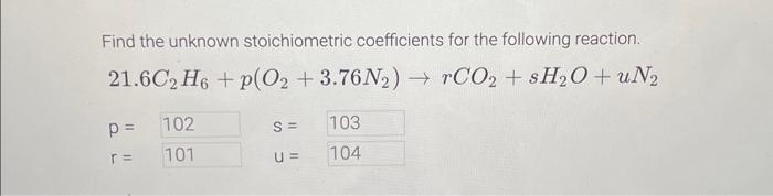 Solved Find the unknown stoichiometric coefficients for the | Chegg.com