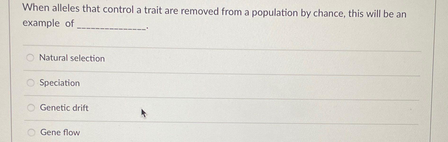 Solved When alleles that control a trait are removed from a | Chegg.com