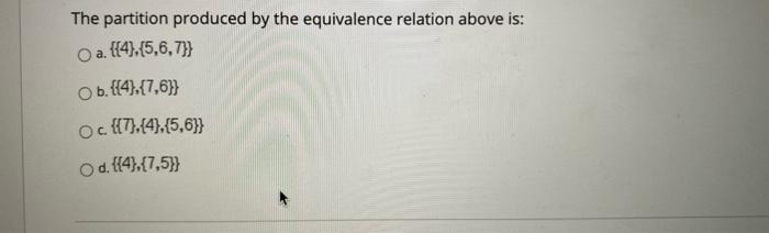 Solved The partition produced by the equivalence relation | Chegg.com